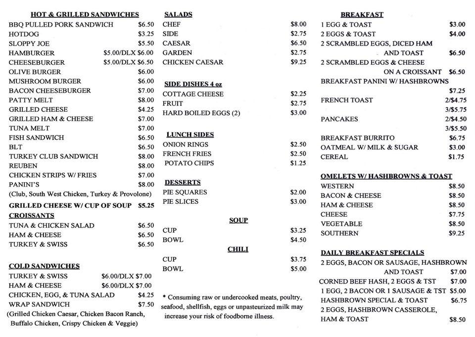 Menu at Golden Brown Bakery, Inc., South Haven