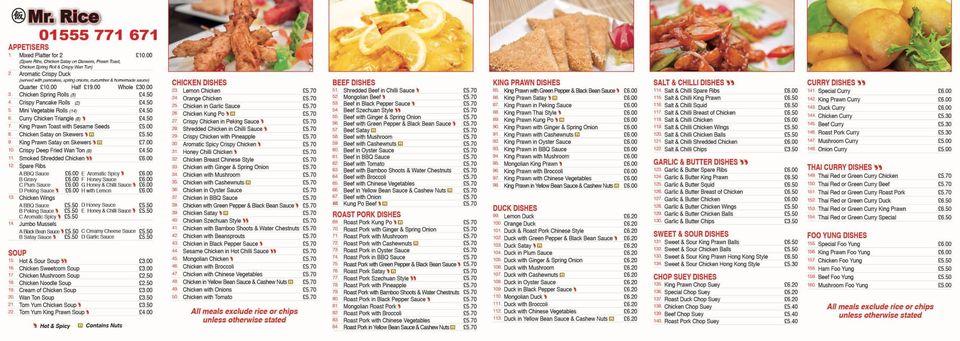 Menu at Mr Rice carluke fast food, Carluke