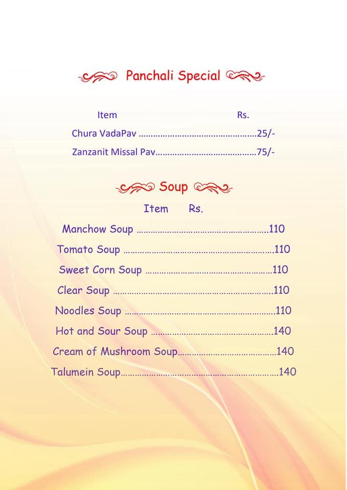 Menu at Panchali, Mumbai, Shop Number 3, Paranjape Scheme B Road No. 1