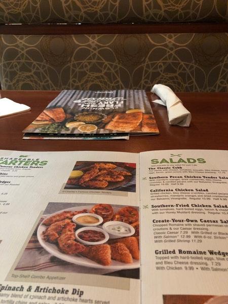 Menu at O'Charley's restaurant, Strongsville