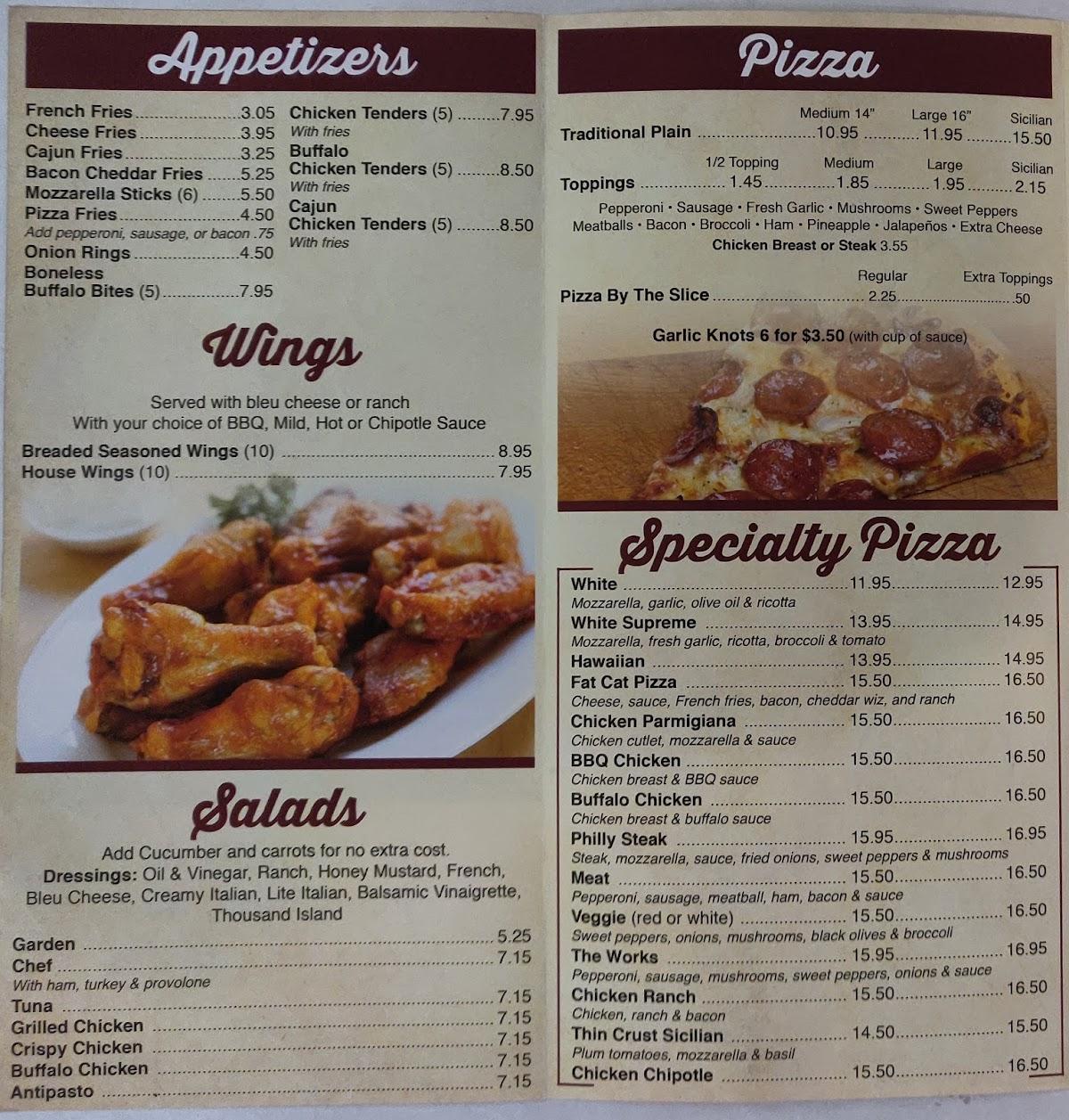Menu at Pete & Jon's Pizzaria restaurant, Pemberton