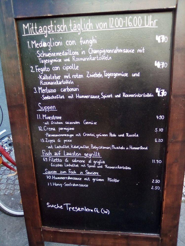 Menu at Rusticana restaurant, Berlin