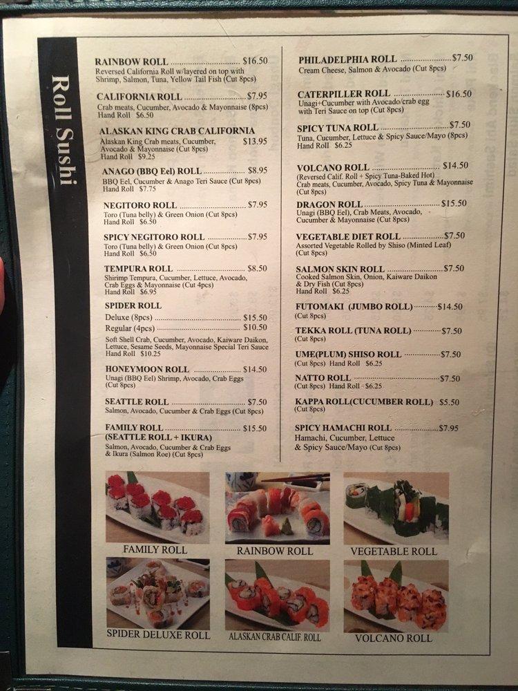 Menu at Yanagi Sushi restaurant, Honolulu