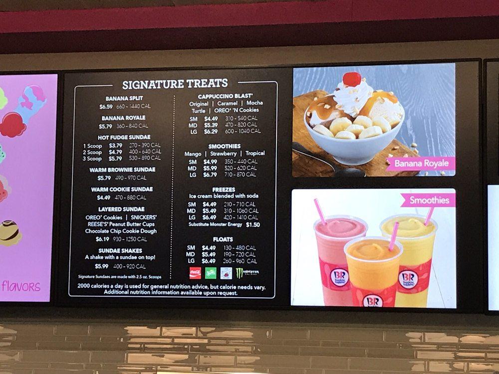 Menu at Baskin-Robbins desserts, Fresno, N Milburn Ave #101
