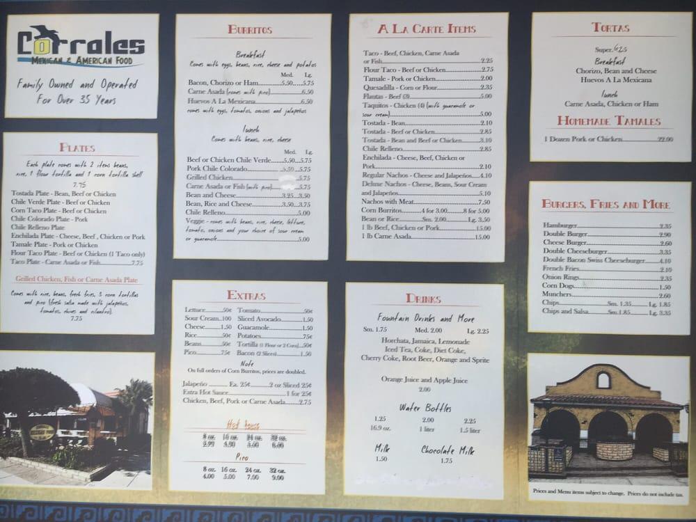 Menu at Corrales Mexican Food fast food, Ventura, 795 E Thompson Blvd