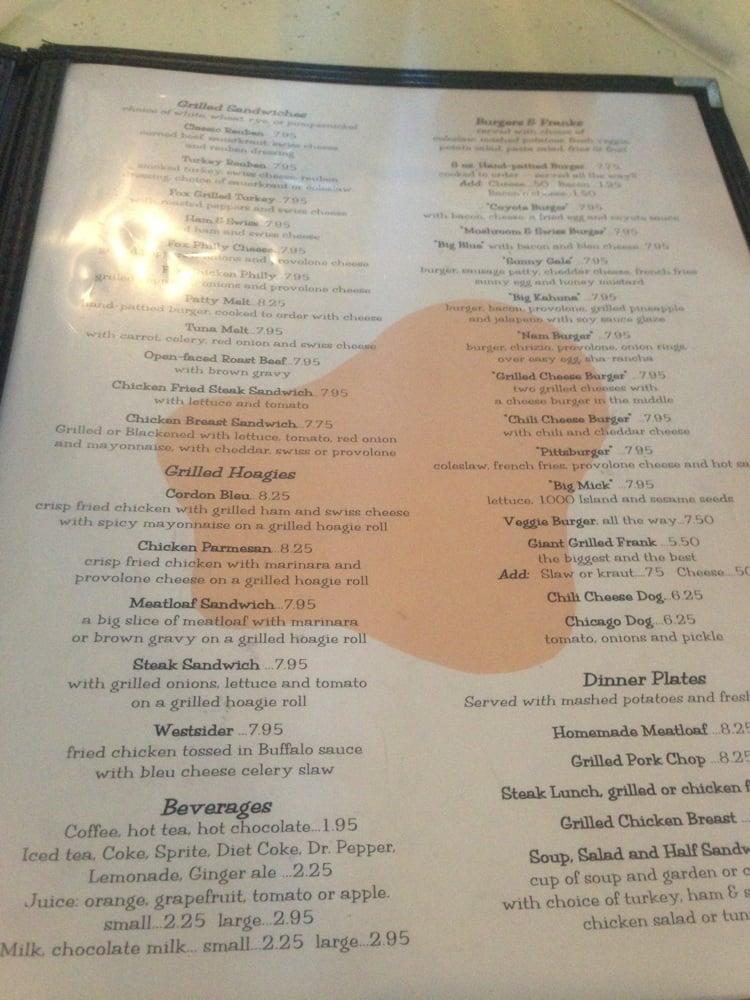 Menu at Fox Restaurant, Jacksonville