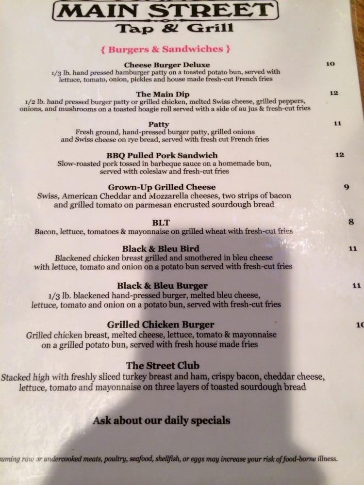 Menu at Main Street Tap & Grill pub & bar, Kenai