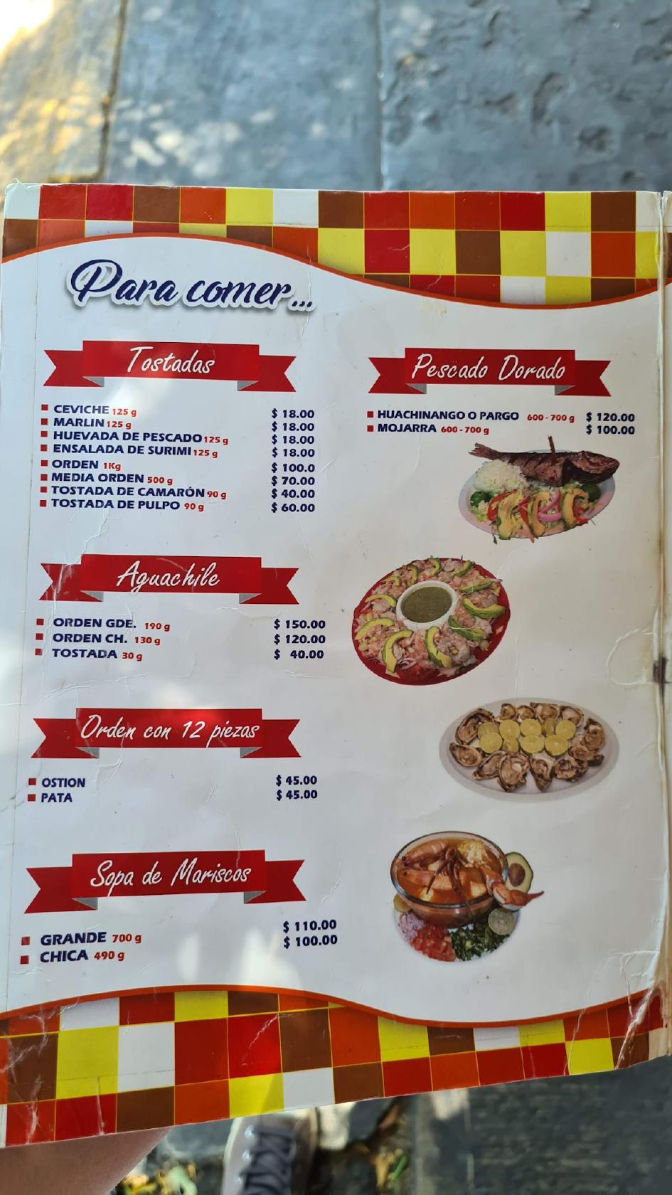 Carta del restaurante Mariscos El Atorón, Zapopan, Calz Federalismo 1733