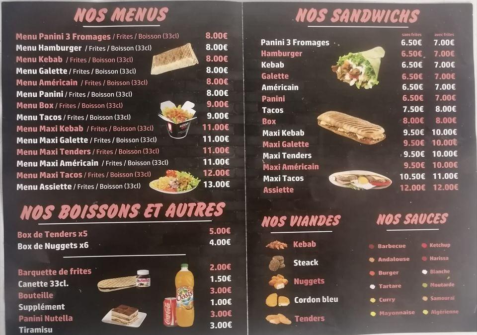 Menu au REIS KEBAB restaurant, Riom