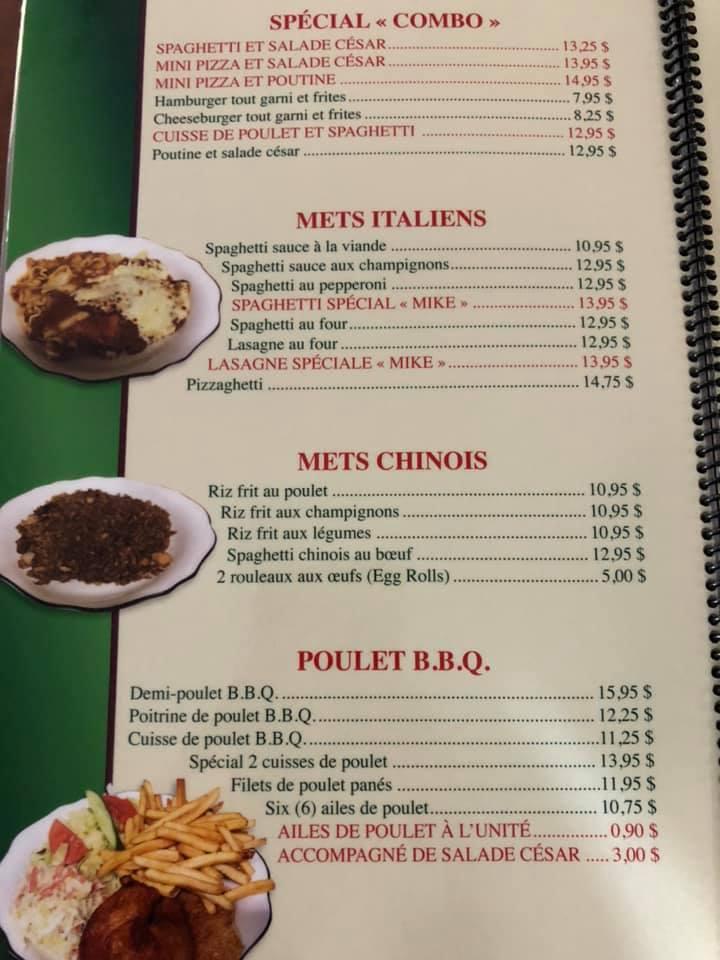 Menu au Restaurant Chez Mike Enr, Warwick
