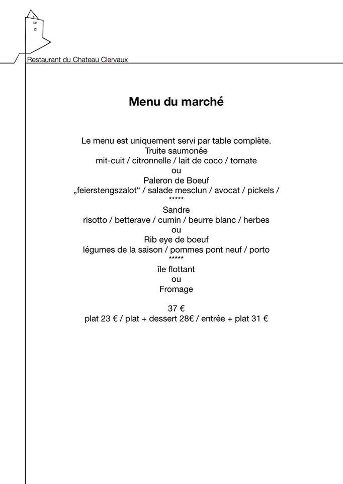 Menu at Restaurant du château, Clervaux