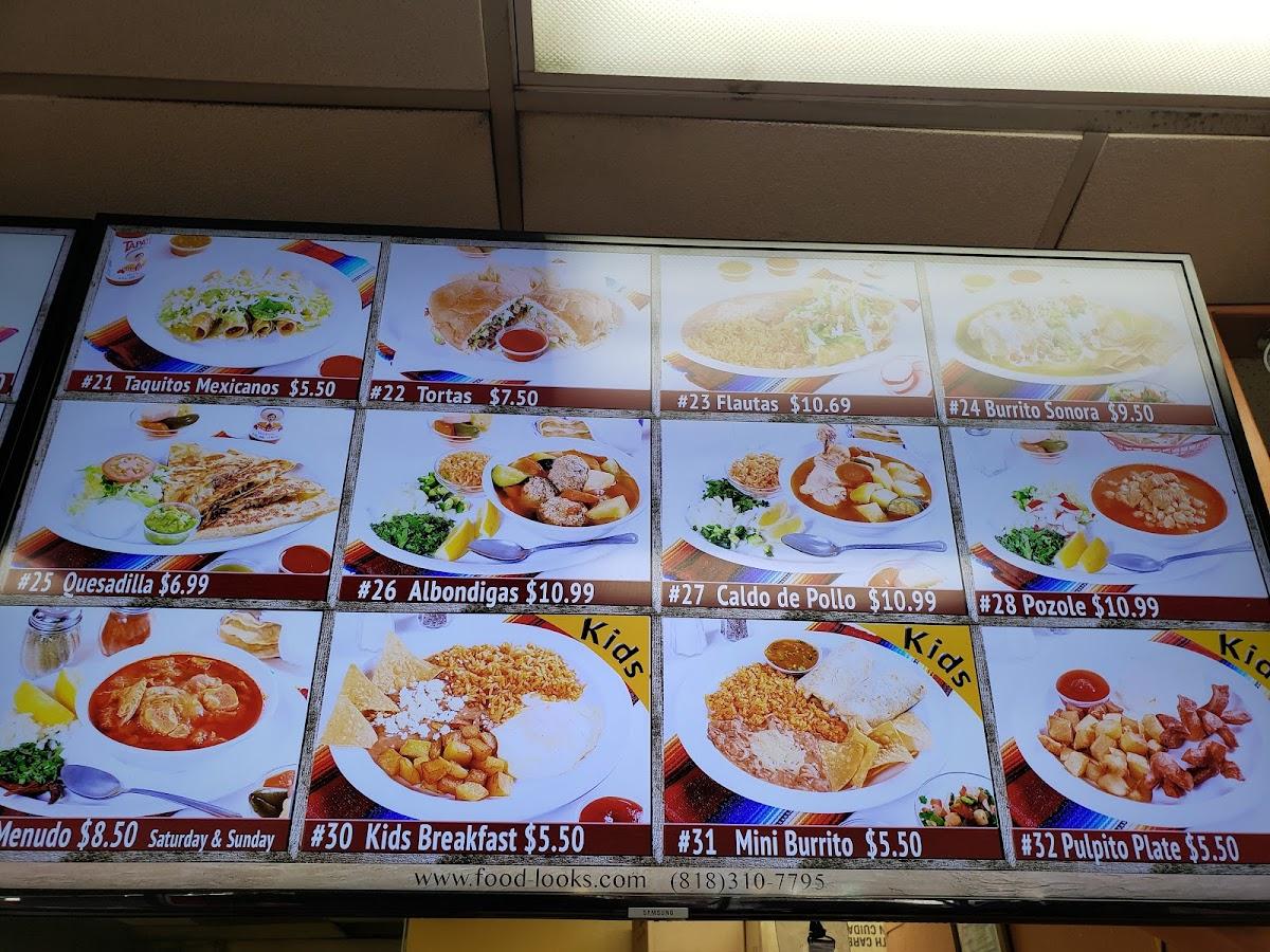 Menu at Taco Inn restaurant, Oxnard, 812 N Ventura Rd