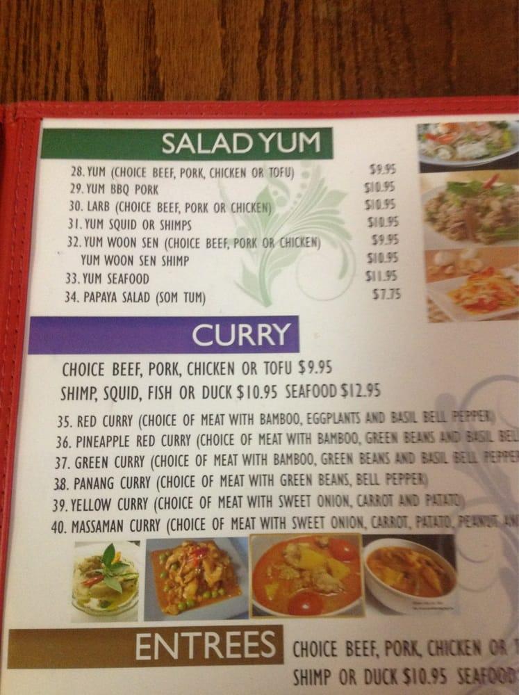 Menu at Tham Rab Thai Restaurant, Killeen