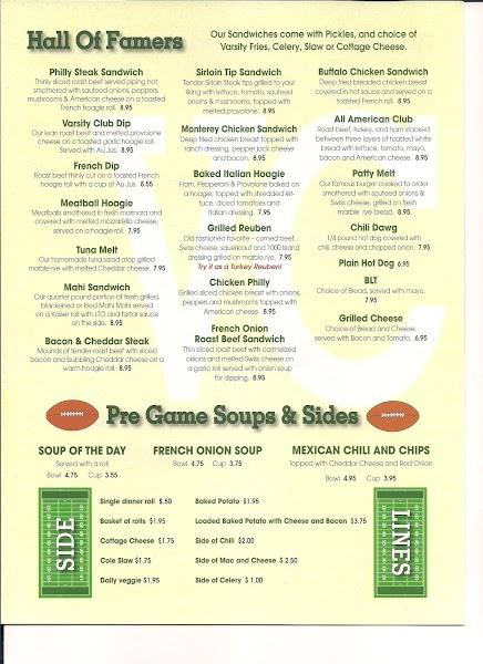 Menu at Varsity Club Sports Bar and Grille, Clearwater