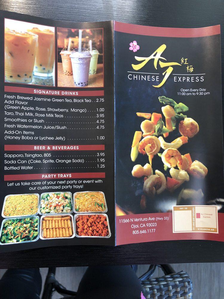 Menu at AJ Chinese Express restaurant, Ojai