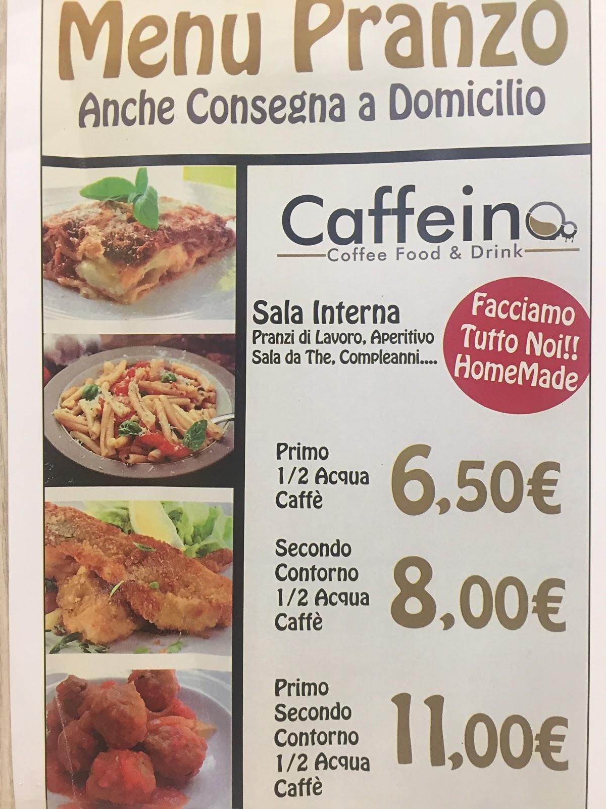 Menu da Caffeina bistrot caffè bar, Roma, Via Giambattista Vico