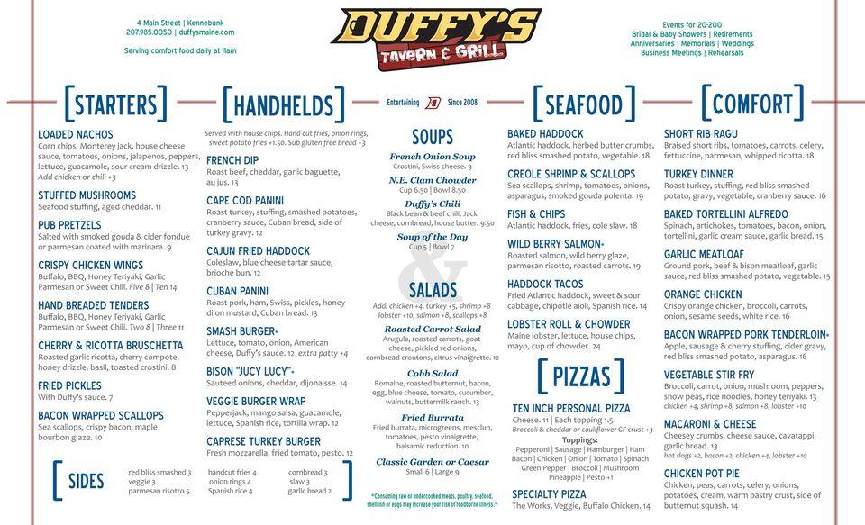 Menu at Duffy's Tavern & Grill restaurant, Kennebunk