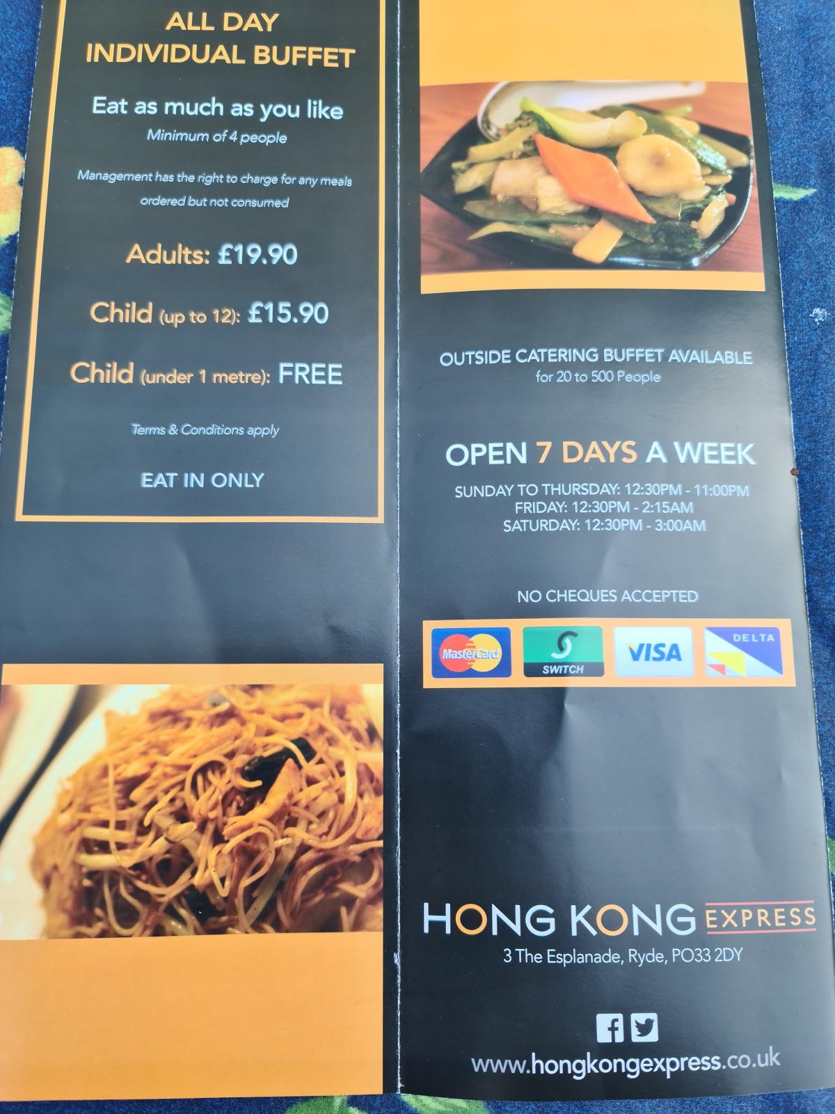 Menu at Hong Kong Express fast food, Ryde