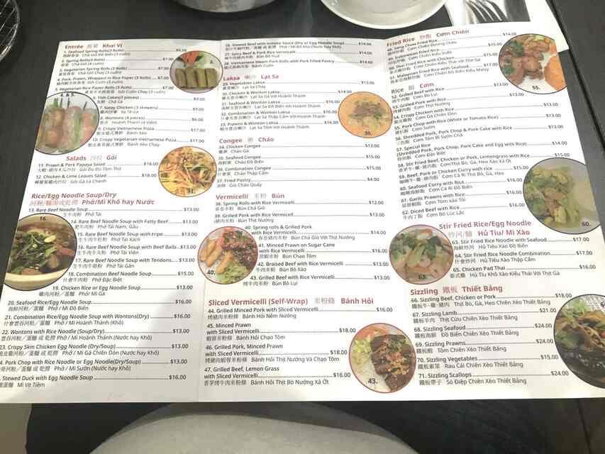 Menu at Pho Ngon Restaurant, Hornsby