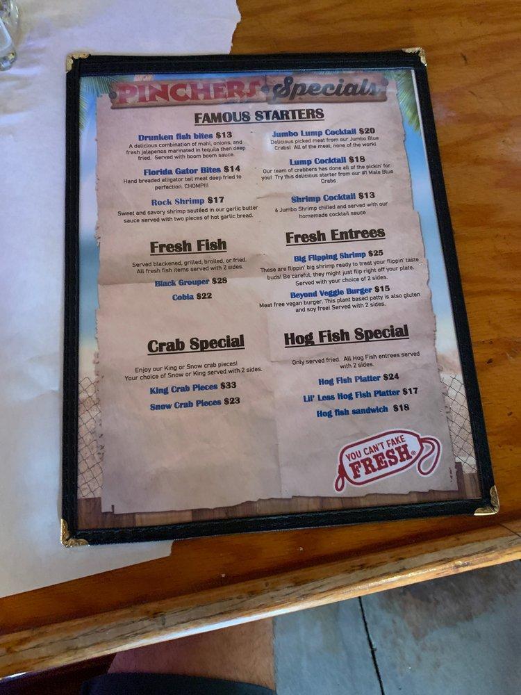 Menu at Pinchers pub & bar, Bonita Springs