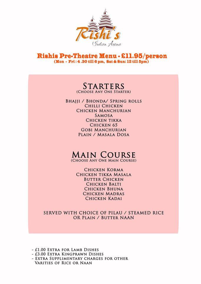 Menu at Rishi's Indian Aroma Aberdeen restaurant, Aberdeen