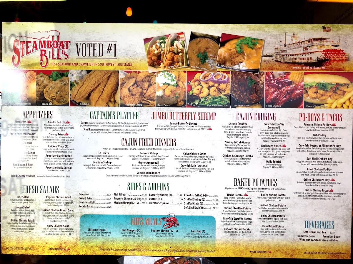 Menu at Steamboat Bill's on the Lake desserts, Lake Charles, N Lakeshore Dr