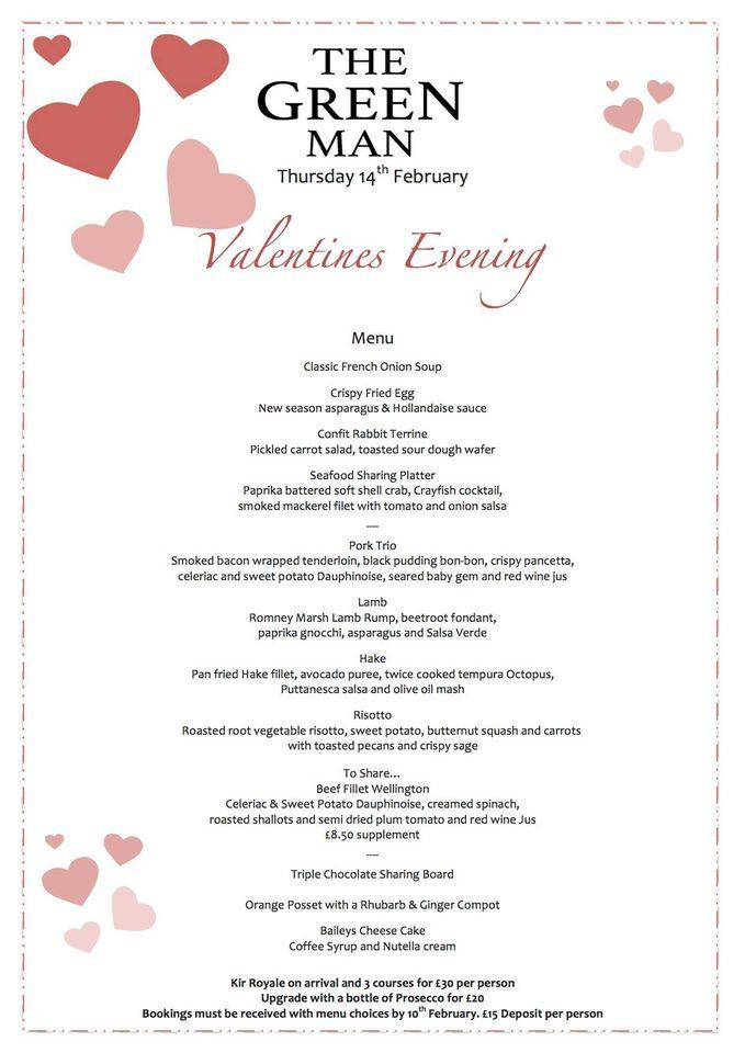 Menu at The Green Man pub & bar, Stansted