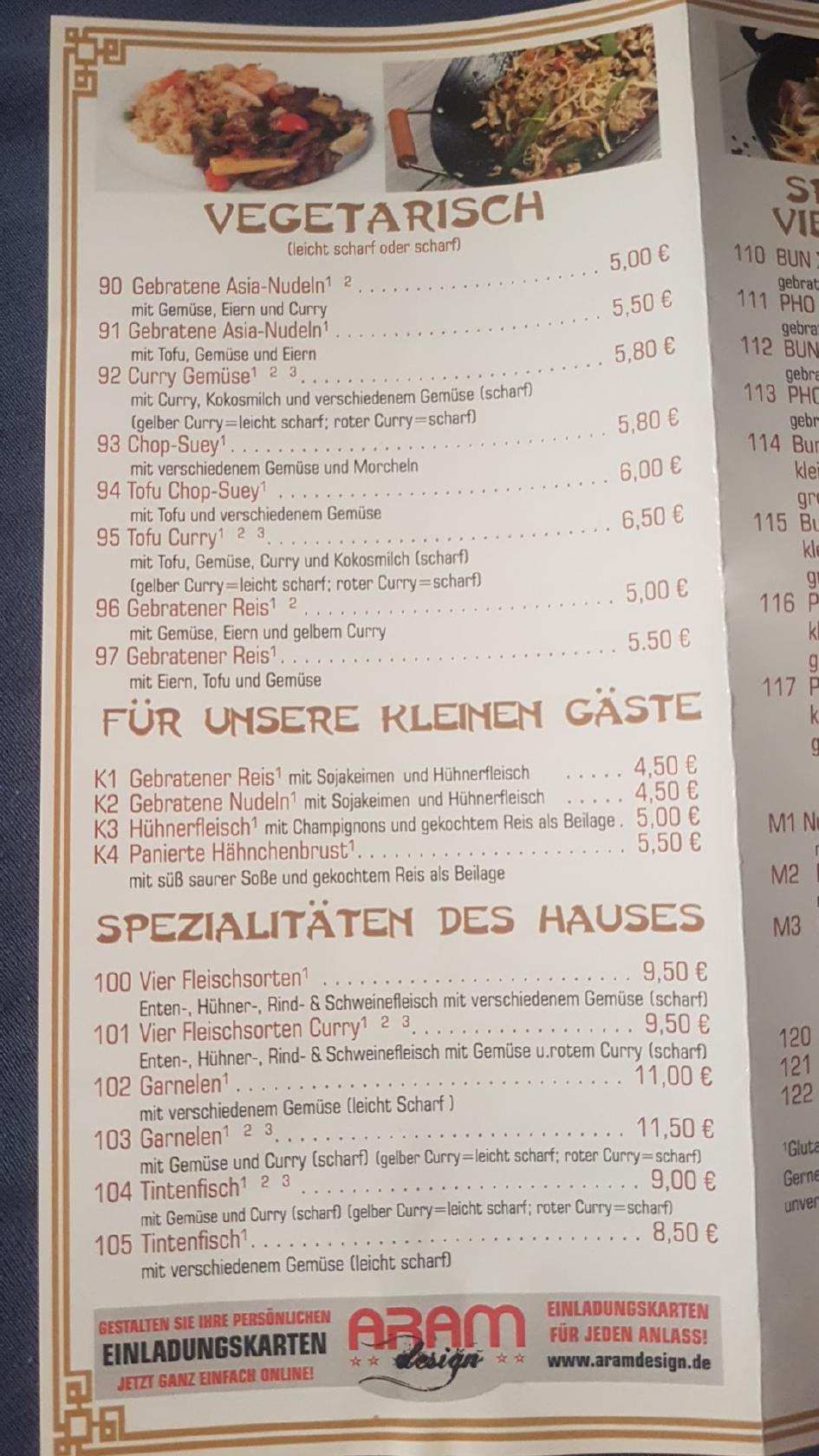 Menu at Asia Spezialität Thi Lan Doan restaurant, Marburg