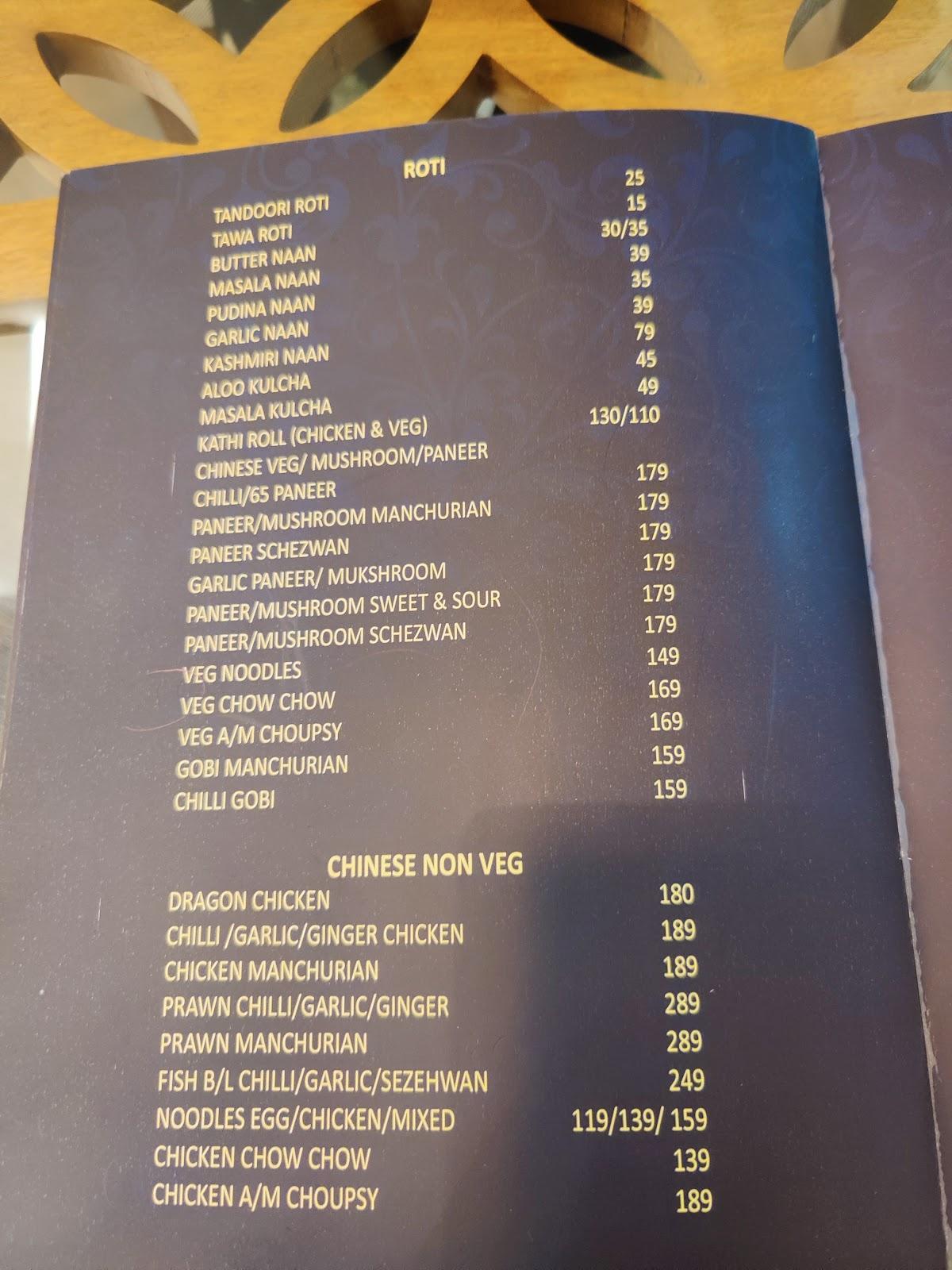Menu at Biryani cafe, Puri