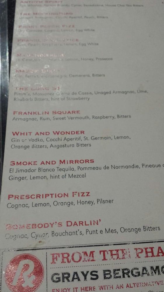 Menu at GRAYS on Main pub & bar, Franklin, 332 Main St