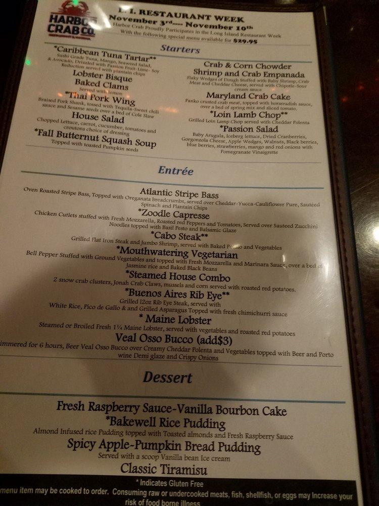 Carta del restaurante Harbor Crab Co, Patchogue
