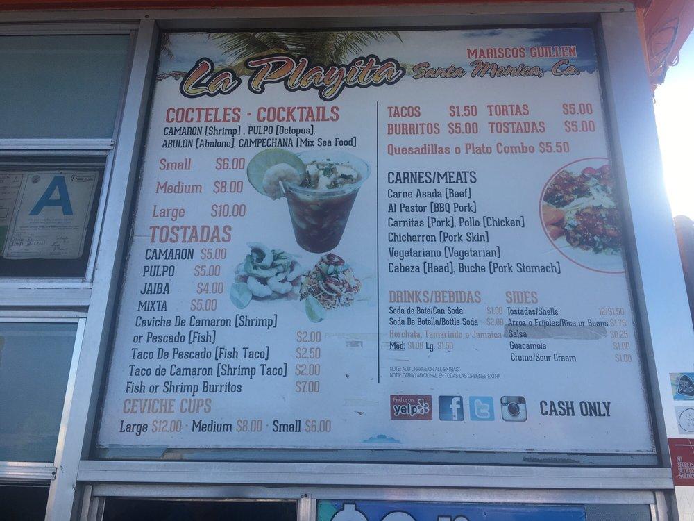 Menu at Mariscos Guillen La Playita restaurant, Santa Monica, CA-1