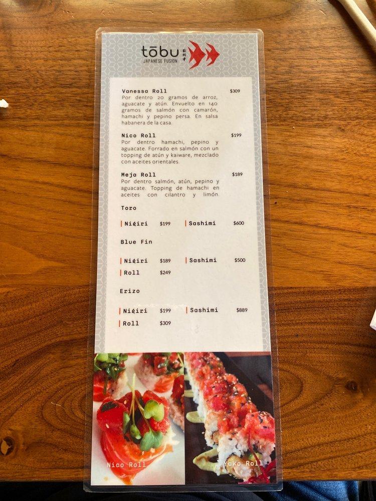 Carta del restaurante Tobu Comida Japonesa, Tijuana, Blvd. Agua ...