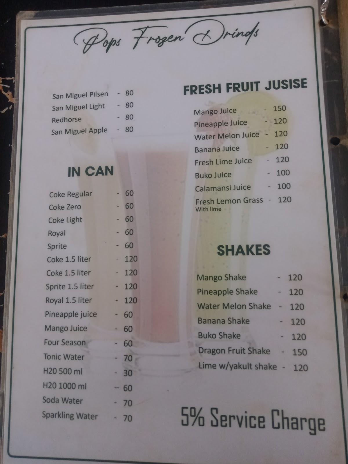 Menu at Angel Wish restaurant, El Nido, Serena St