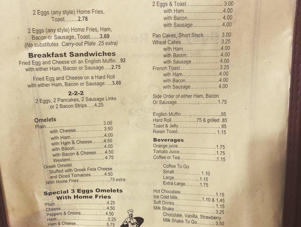 Menu at Busy Bee restaurant, Rochester
