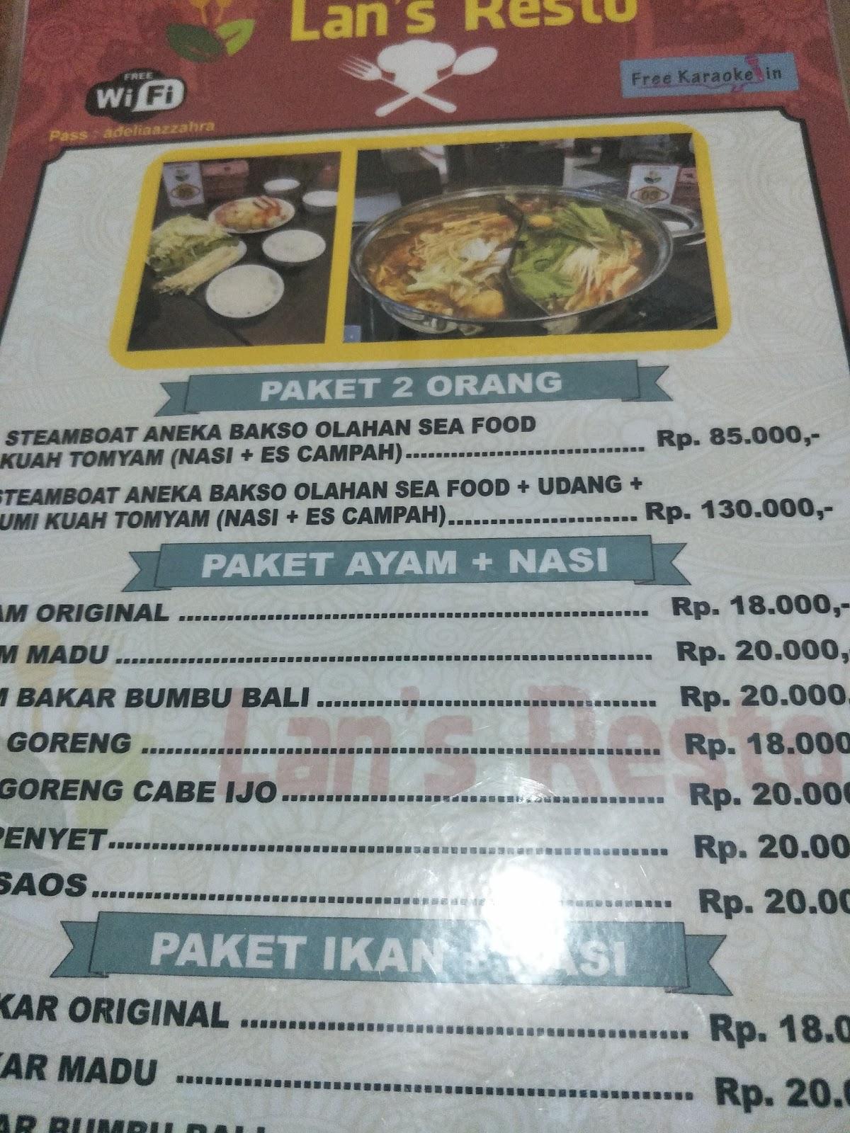 Menu at LAN'S RESTO CAFE, Lahat