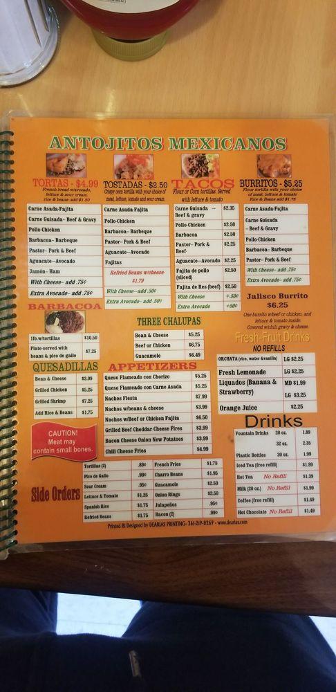 Menu at Mariachis Burger House restaurant, Kingsville