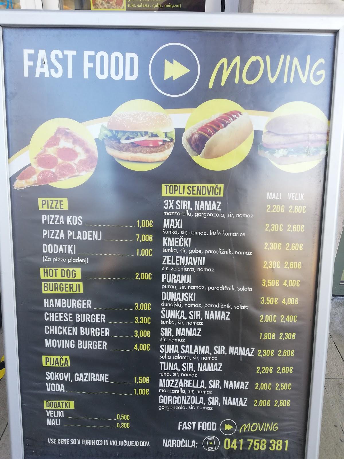 Menu at Okrepčevalnica Fast Food Moving, Šukri Abdulaji s.p., Koper ...