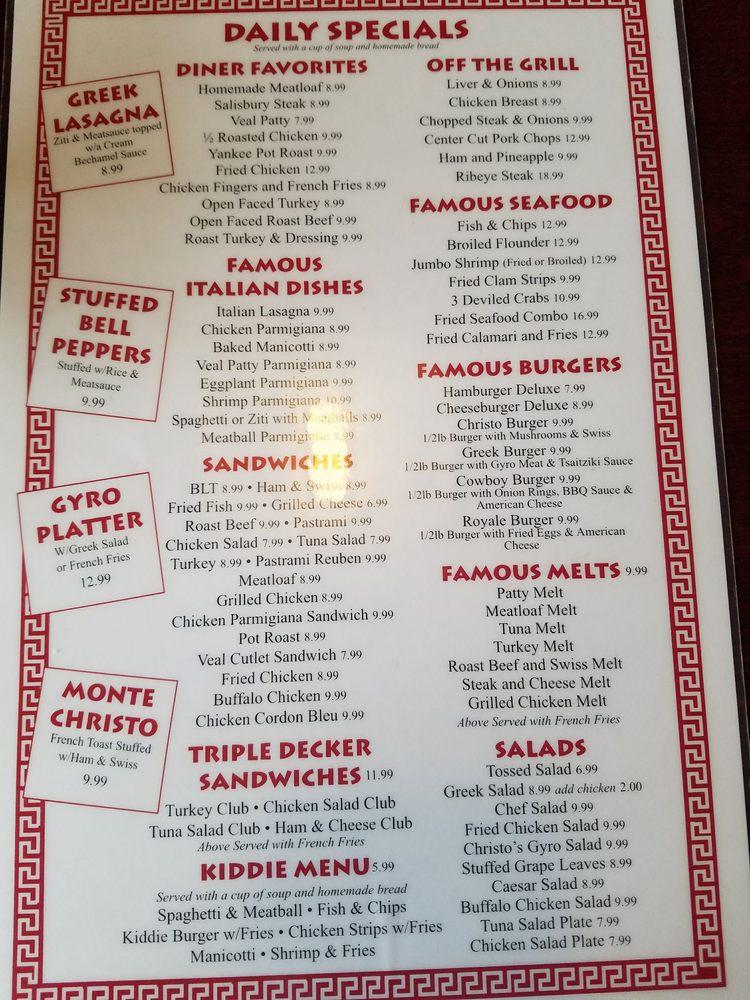 Menu at Steve's Famous Diner restaurant, Daytona Beach, N Atlantic Ave