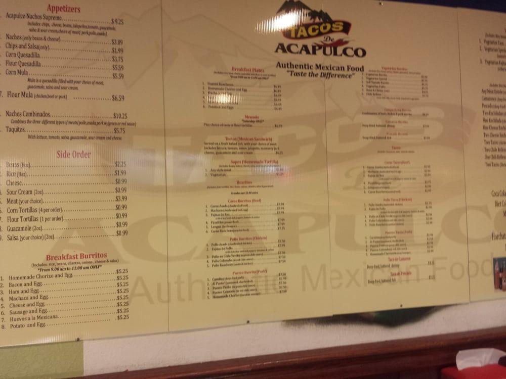 Menu at Tacos de Acapulco San Luis Obispo restaurant, San Luis Obispo ...
