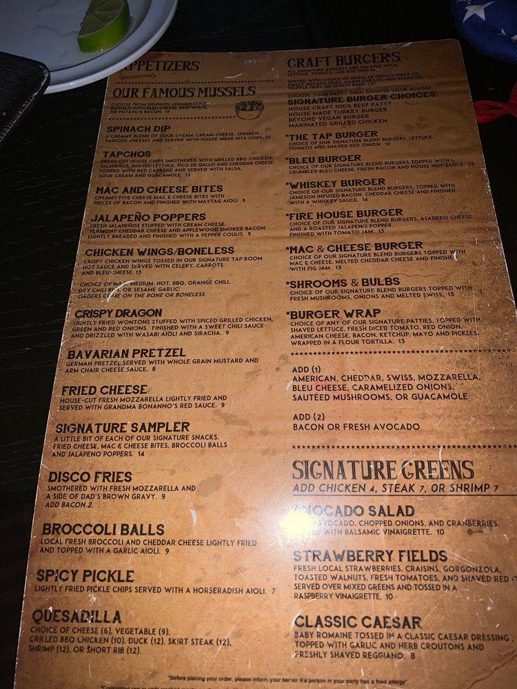 Menu at Tap Room pub & bar, Bay Shore