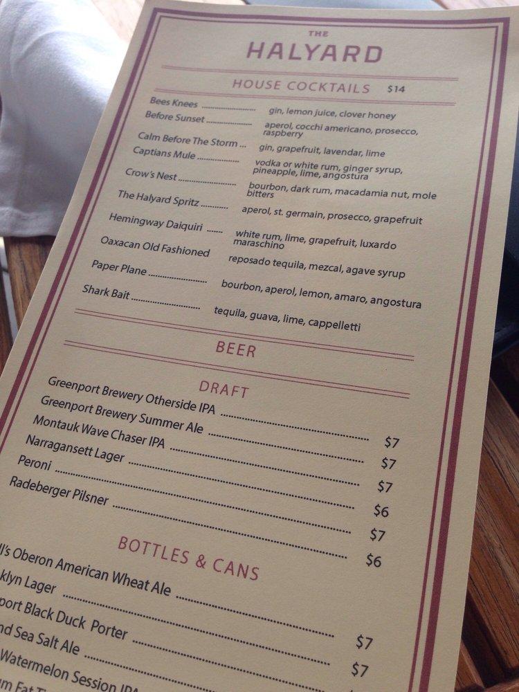 Menu at The Halyard Restaurant, Greenport, County Rd 48