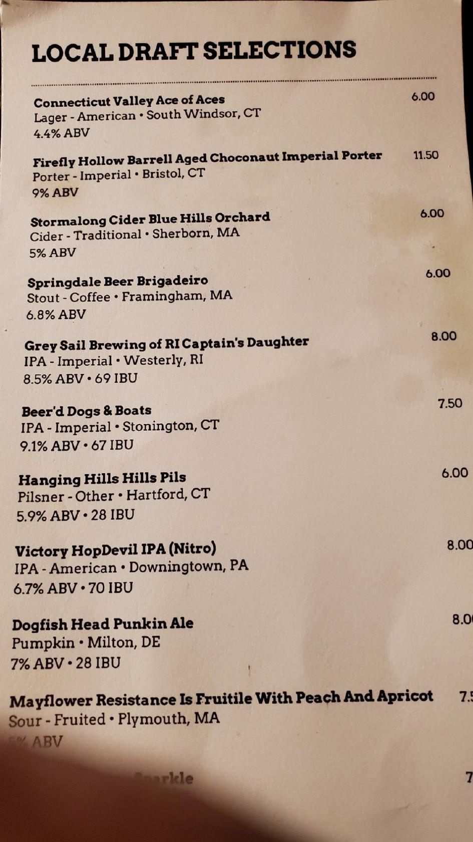 Menu at Union Kitchen pub & bar, West Hartford