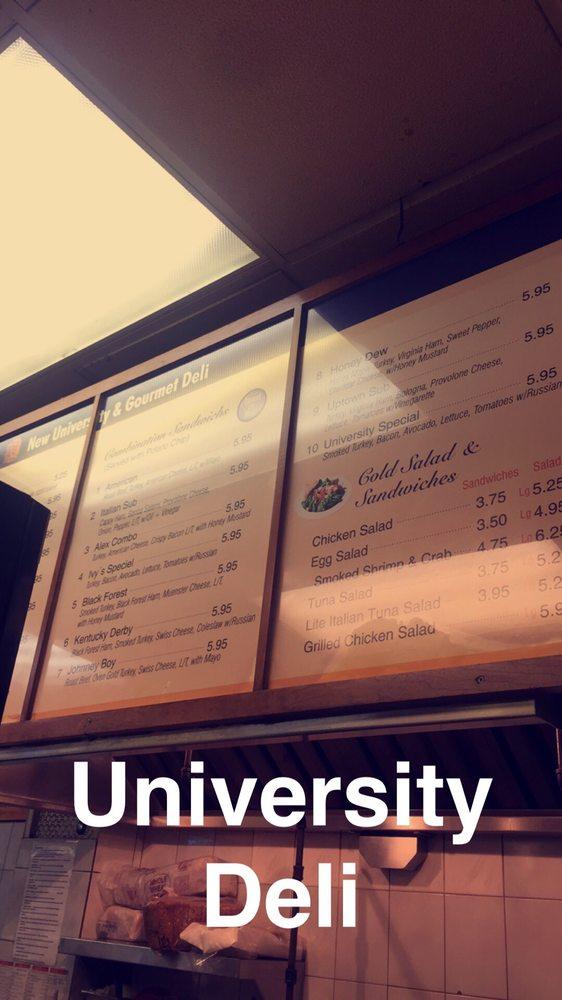 Menu at University Deli, New York City, 603 W 168th St