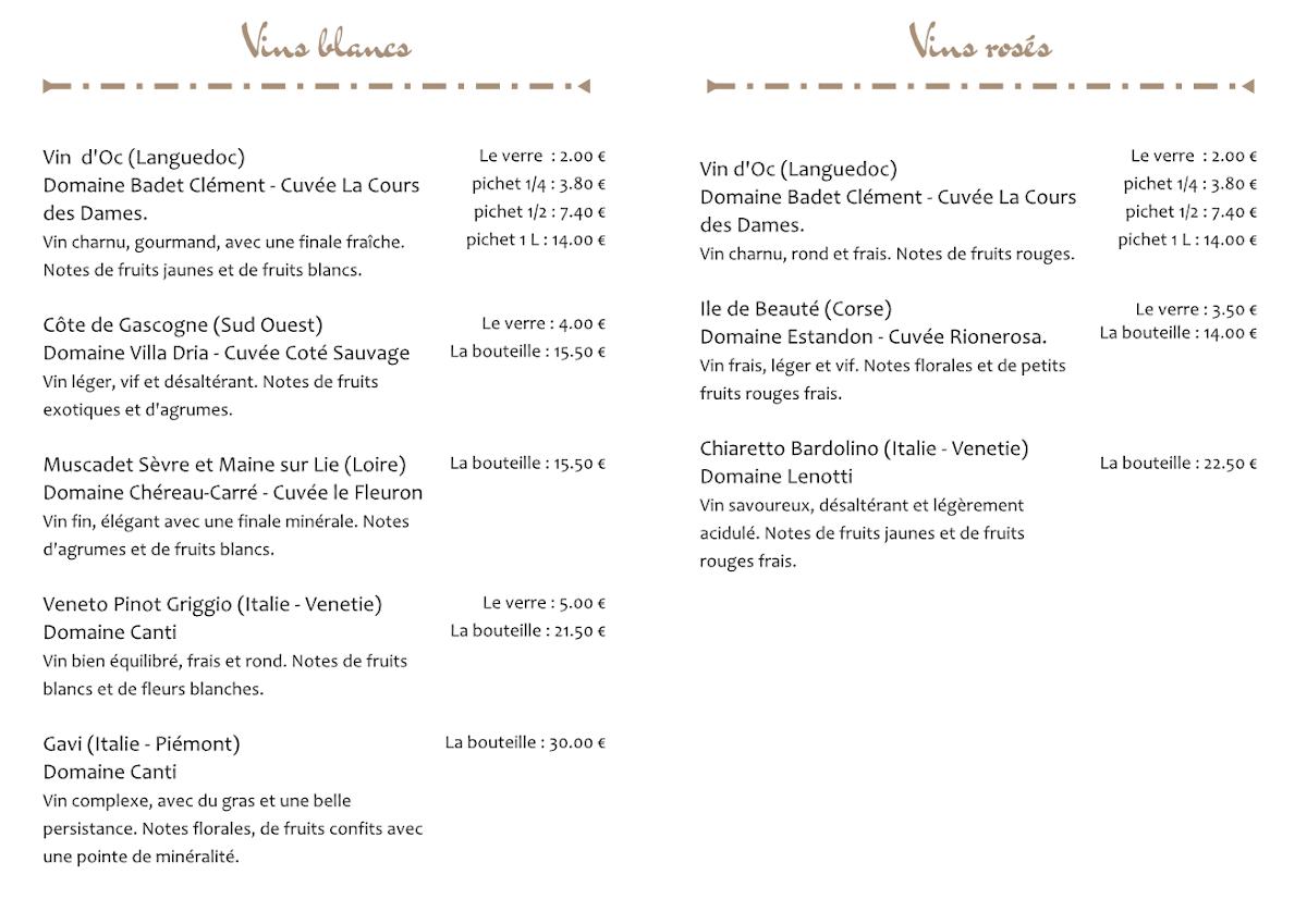 Menu at L'Authentique restaurant, Le Faou
