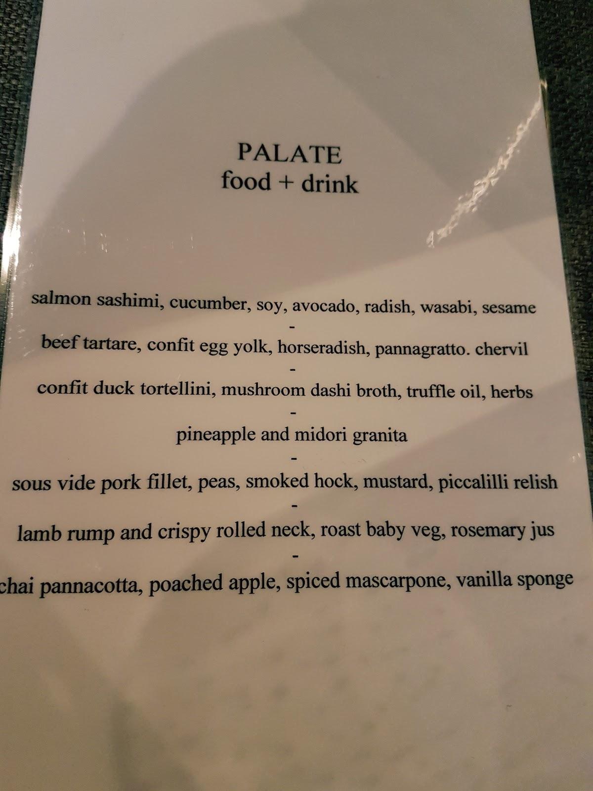 Menu at Palate Food & Drink cafe, Burnie