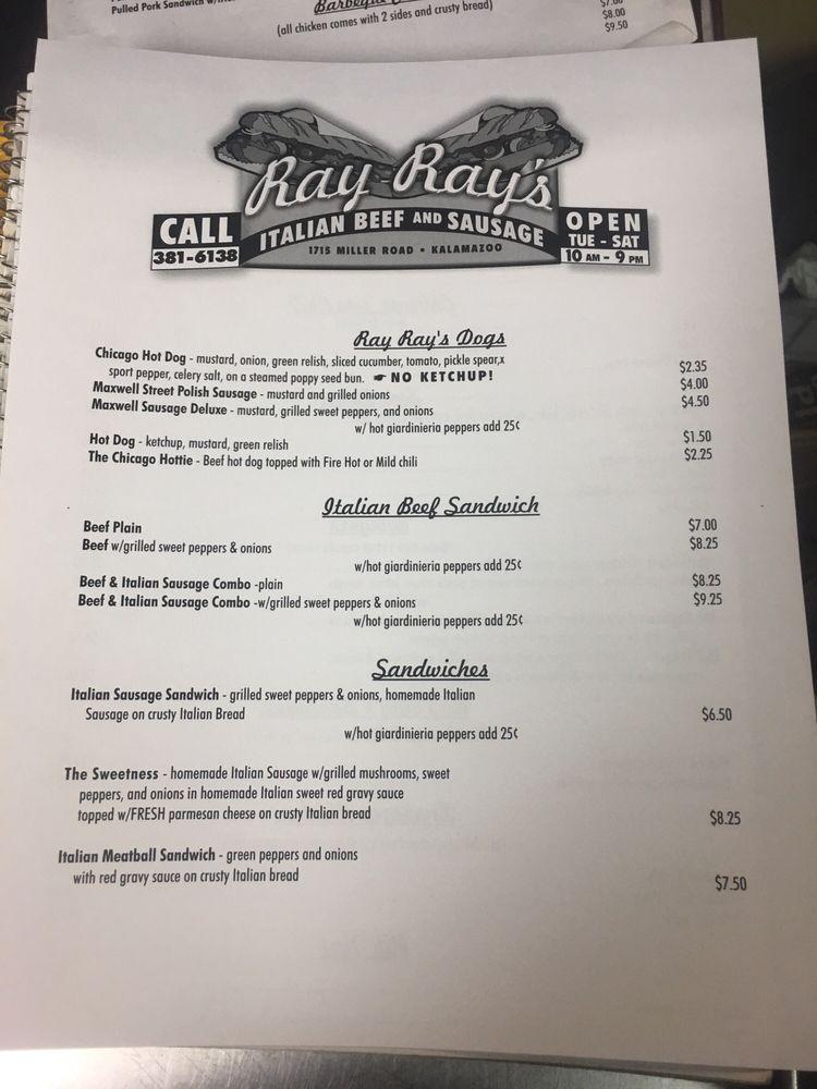 Menu at Ray Ray's Italian Beef & Sausage BBQ, Kalamazoo