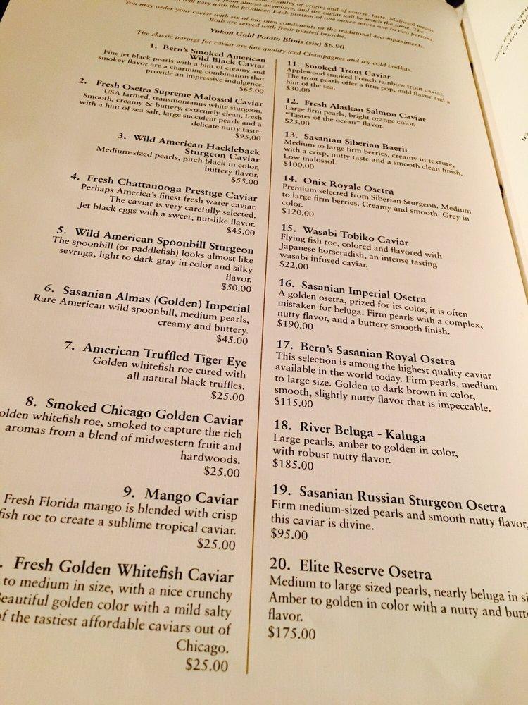 Menu at Bern's Steak House steakhouse, Tampa, 1208 S Howard Ave