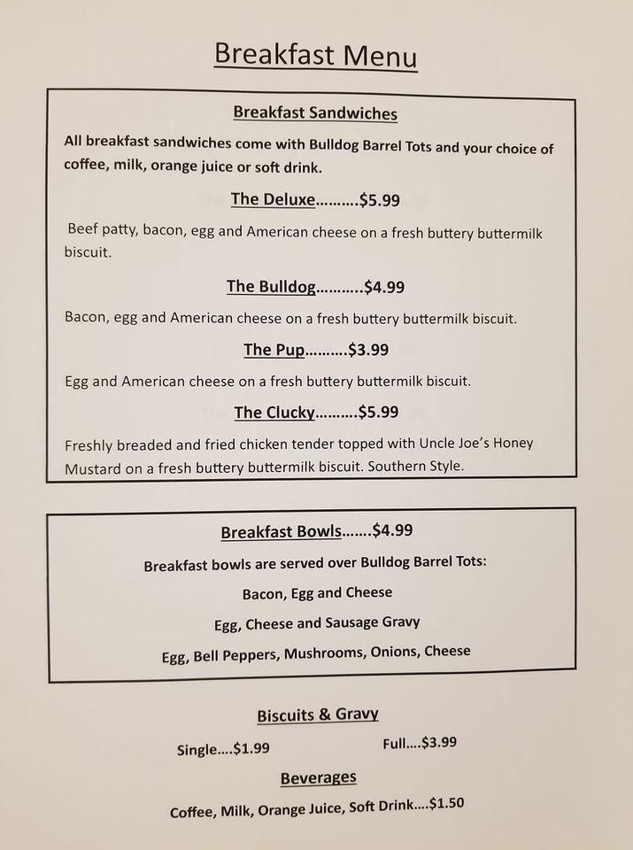 Carta del pub y bar Bulldog Burger Bistro, Fresno