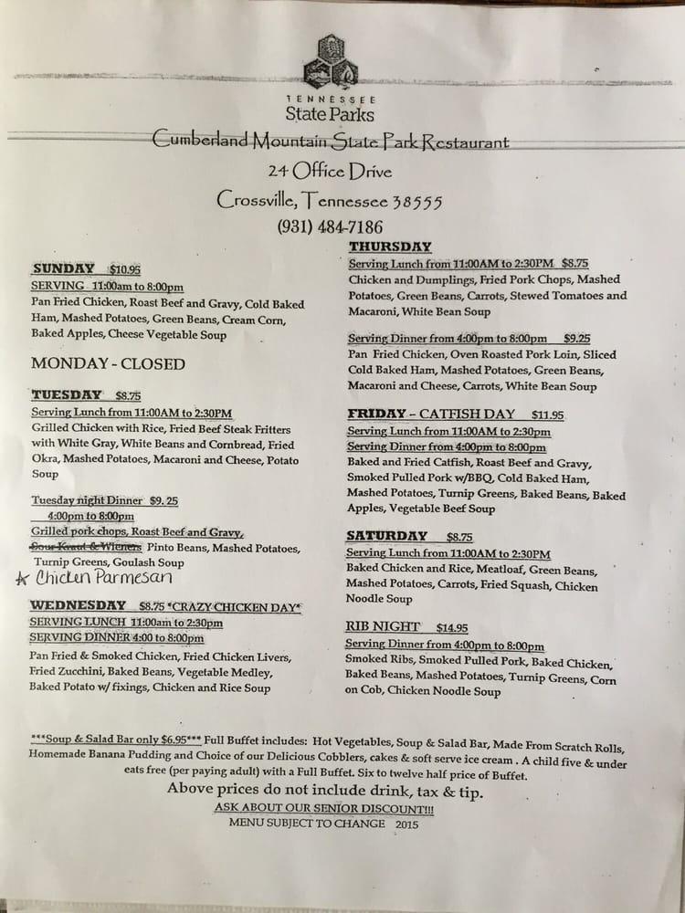 Menu at Homestead Harvest Restaurant, Crossville